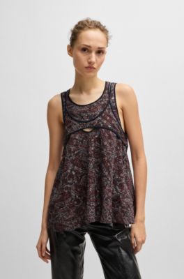 BOSS - Blusa regular fit sin mangas con detalle solapado - Fantasía