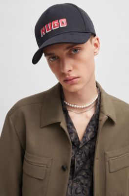 HUGO - Cotton-twill five-panel cap with logo detail - Black