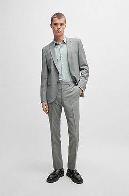 HUGO - Extra-slim-fit suit in houndstooth performance-stretch fabric