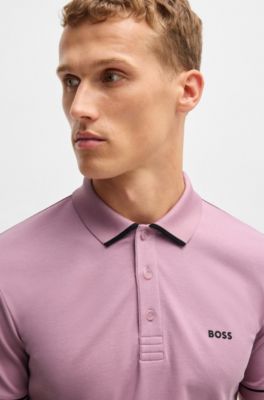 BOSS - Polo Slim en coton interlock avec finitions contrastantes ...