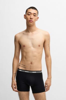 HUGO - Three-pack of stretch-cotton boxer briefs with logos - Patterned