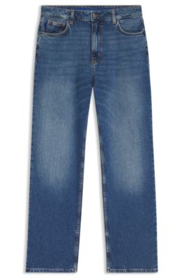 HUGO - Blue straight-fit jeans in stretch denim - Blue
