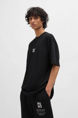 HUGO - Cotton-jersey oversize-fit T-shirt with seasonal artwork