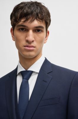 BOSS - Traje slim fit de lana elástica con estampado