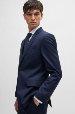 BOSS - Traje slim fit de lana elástica con estampado