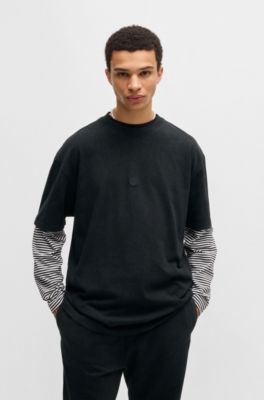 HUGO - Cotton-jersey T-shirt with Happy HUGO logo - Black