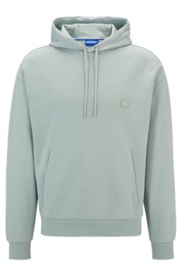 HUGO - Cotton-terry hoodie with Happy HUGO logo - Light Green