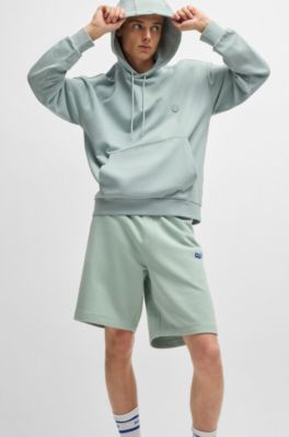 HUGO - Cotton-terry hoodie with Happy HUGO logo - Light Green