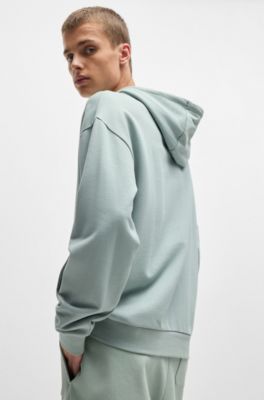 HUGO - Cotton-terry hoodie with Happy HUGO logo - Light Green