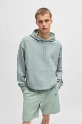 HUGO - Cotton-terry hoodie with Happy HUGO logo - Light Green