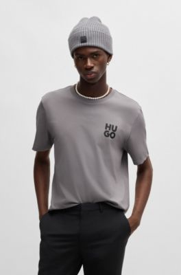 HUGO - Cotton-jersey T-shirt with stacked logo print