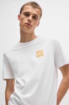 HUGO - Cotton-jersey T-shirt with stacked logo print