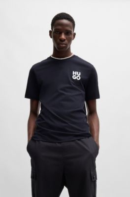 HUGO - Cotton-jersey T-shirt with stacked logo print