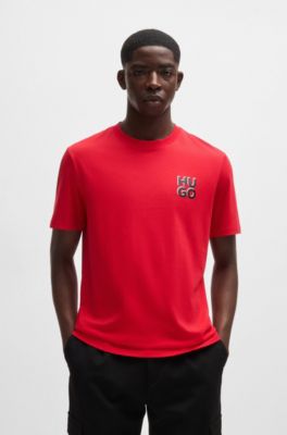 HUGO - Cotton-jersey T-shirt with stacked logo print