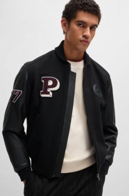 BOSS - Porsche x BOSS wool-blend jacket with leather sleeves