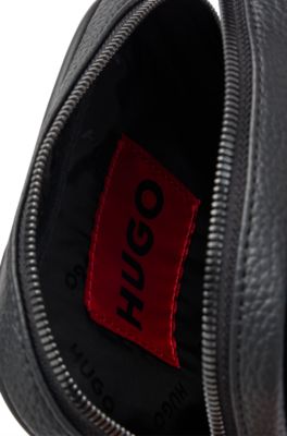 HUGO - Faux-leather reporter bag with stacked logo