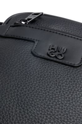 HUGO - Faux-leather reporter bag with stacked logo