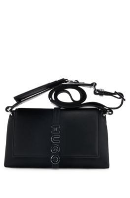 HUGO - Faux-leather crossbody bag with logo hardware - Black
