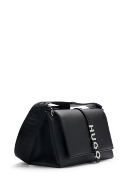HUGO - Faux-leather crossbody bag with logo hardware