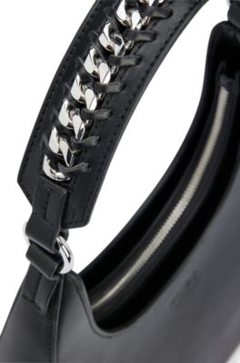 HUGO - Hobo bag in faux leather with chain-trimmed strap