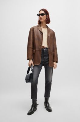 HUGO - Shoulder bag in faux leather with chain-trimmed strap - Black