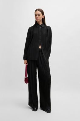 HUGO - Regular-fit blouse in plissé crepe
