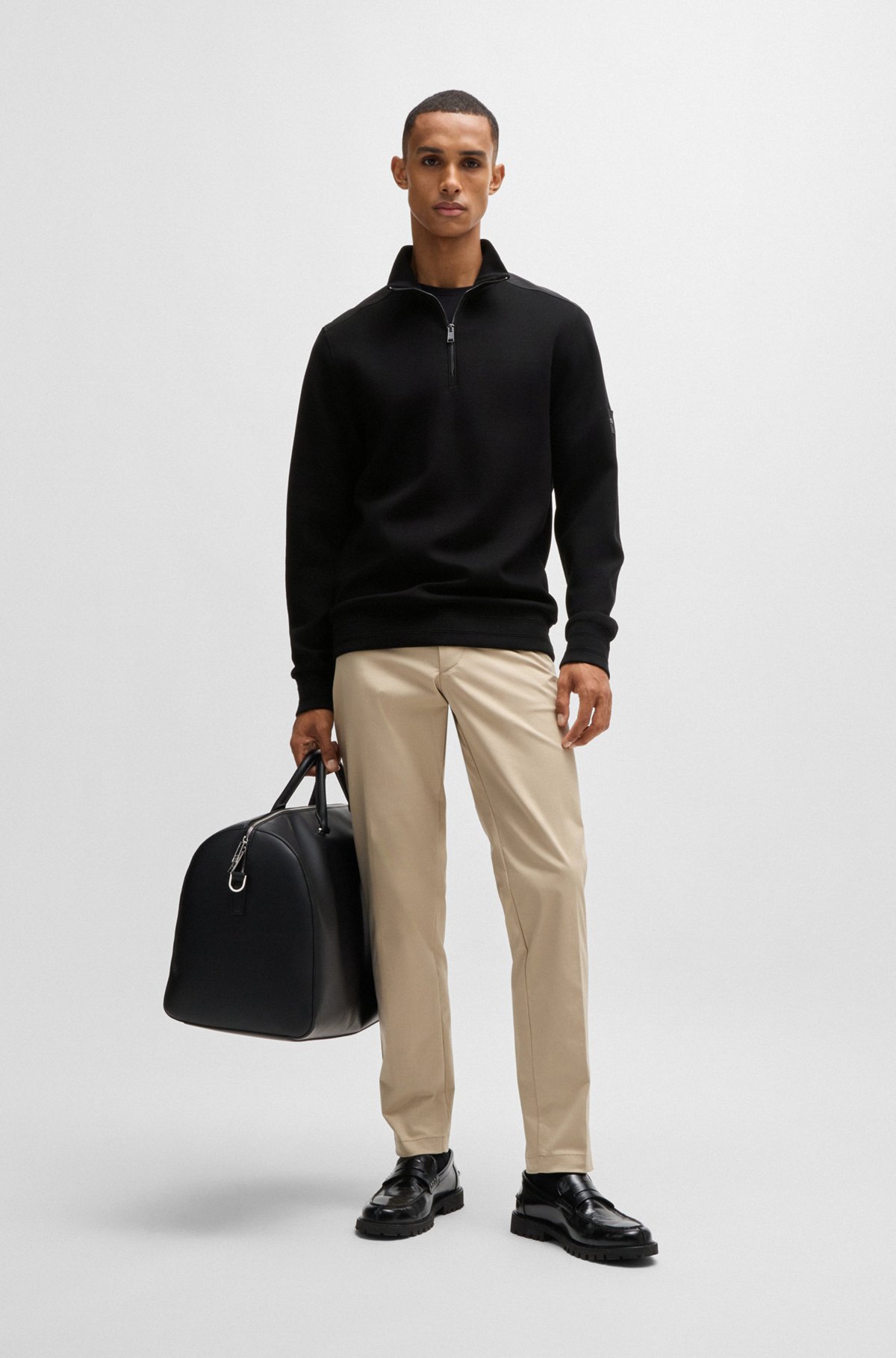 BOSS - Mercerized-cotton regular-fit sweatshirt with logo BOSS - Mercerized-cotton regular-fit sweatshirt with logo