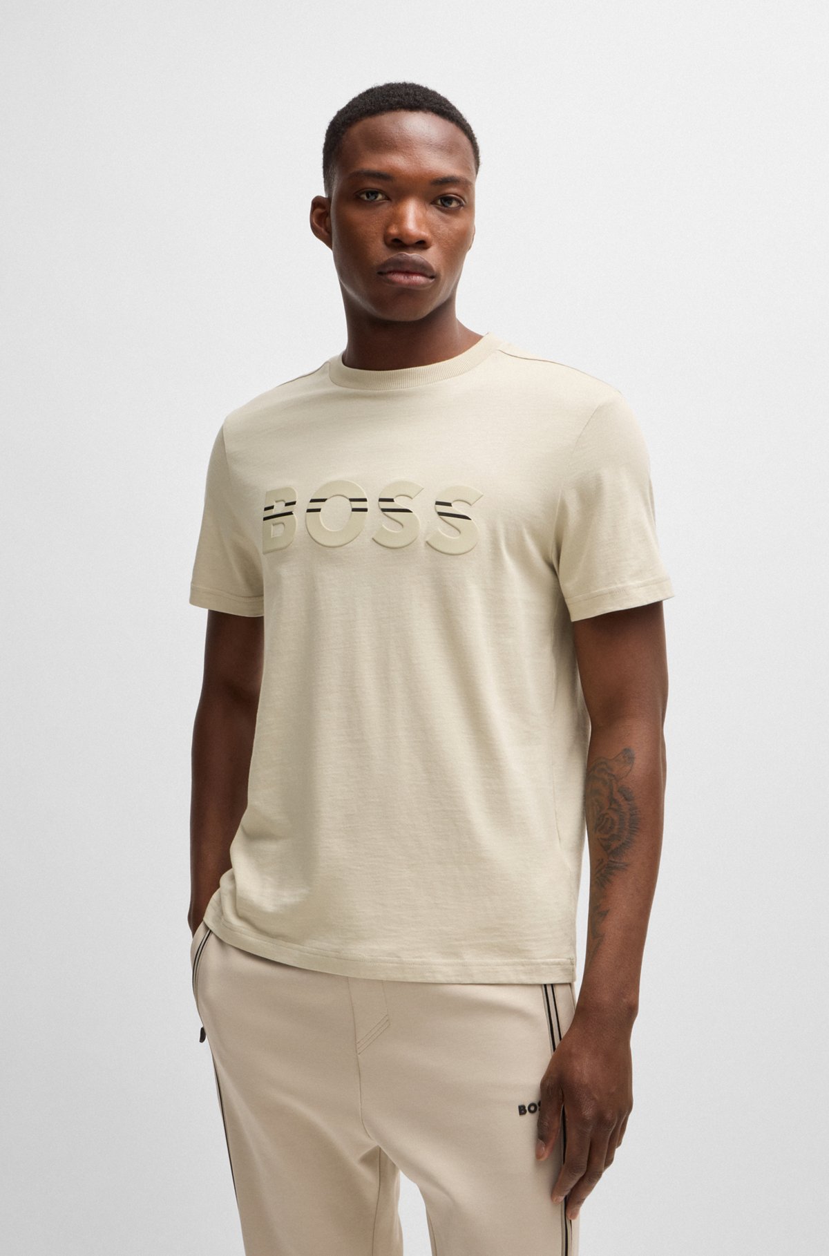 BOSS - Cotton-jersey regular-fit T-shirt with logo artwork BOSS - Cotton-jersey regular-fit T-shirt with logo artwork