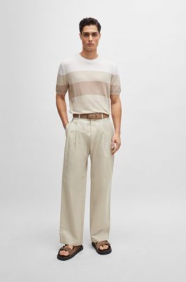 BOSS - Pantalones relaxed fit en lana virgen - Beige claro