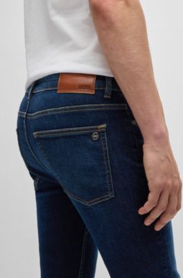 BOSS - Delaware Slim-fit jeans in slubby super-stretch denim - Blue