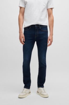 BOSS - Delaware Slim-fit jeans in slubby super-stretch denim - Blue