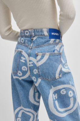 HUGO - Jeans baggy fit rasgados con logos de Happy HUGO - Fantasía
