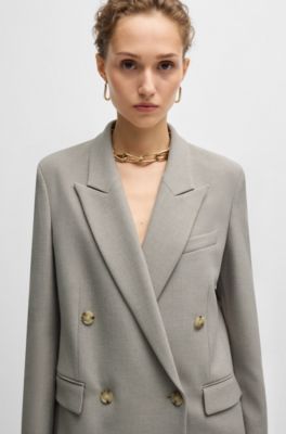 BOSS - Chaqueta regular fit con cierre cruzado - Gris claro