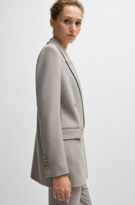 BOSS - Chaqueta regular fit con cierre cruzado - Gris claro