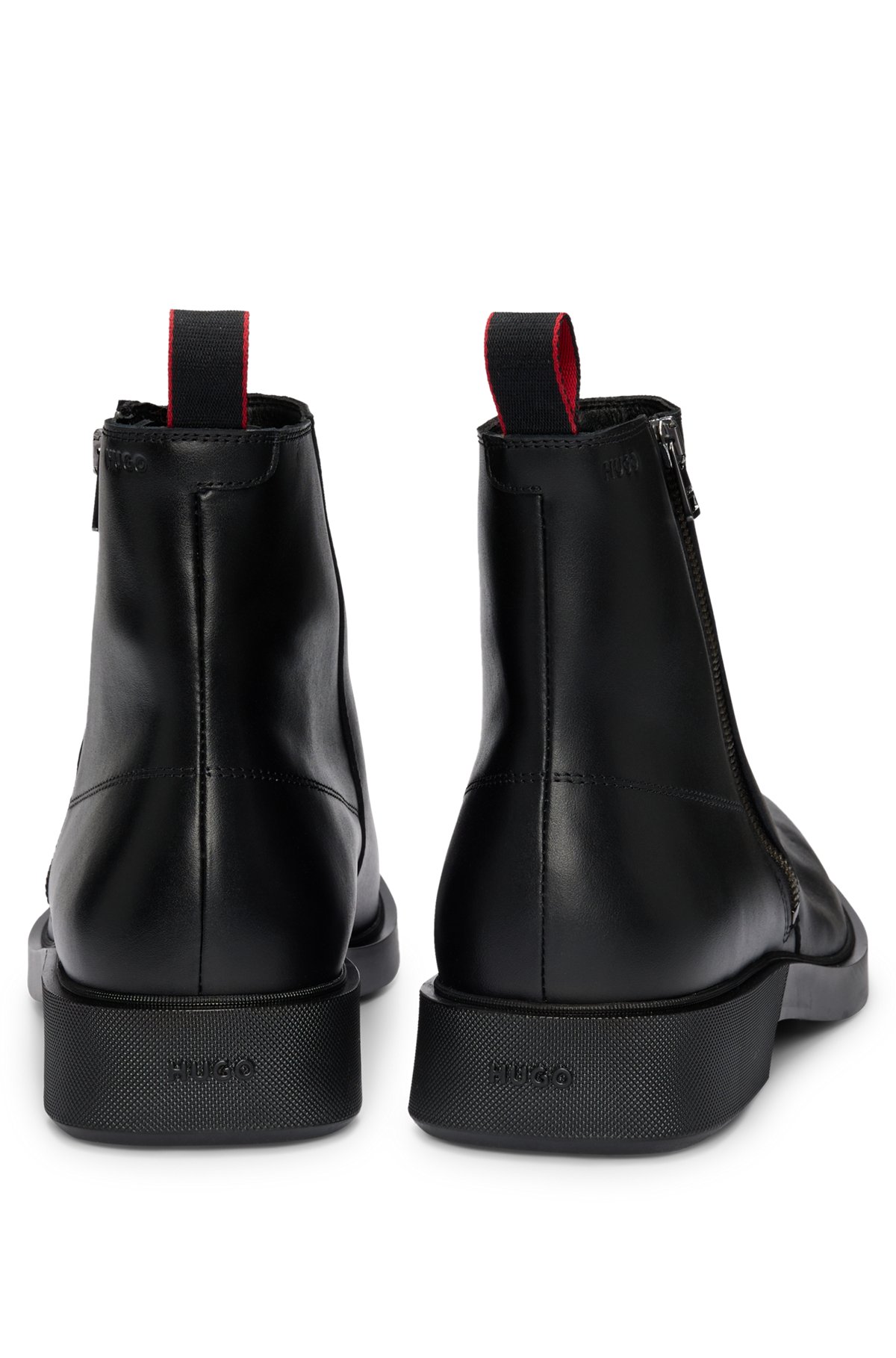 HUGO - Zipped half boots in leather with signature outsole HUGO - Zipped half boots in leather with signature outsole