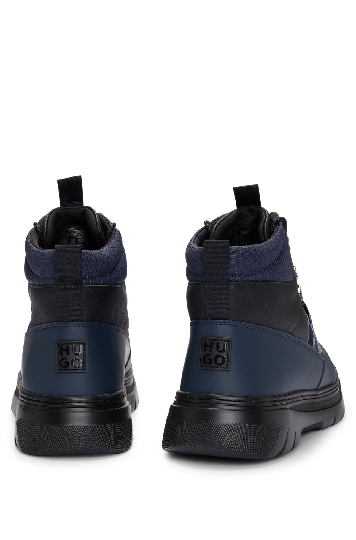 HUGO - Botas de piel con apliques de tela y cordones de estilo ... HUGO - Botas de piel con apliques de tela y cordones de estilo ...
