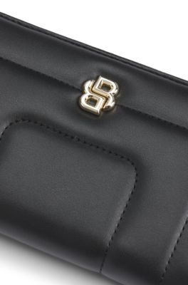 BOSS - Cartera guateada de piel sintética con monograma Double B