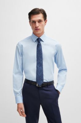 BOSS - Cotton tie with an all-over denim effect - Dark Blue