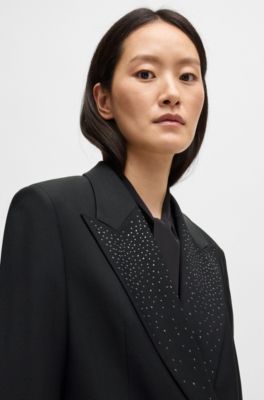 BOSS - Relaxed-fit blazer with crystal-studded lapels
