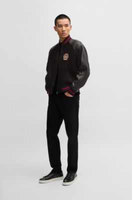 BOSS - BOSS x Creation of the Gods varsity jacket with embroidery - Black