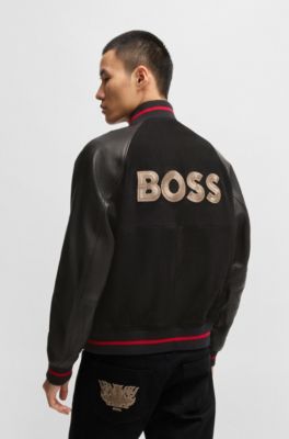 BOSS - BOSS x Creation of the Gods varsity jacket with embroidery - Black