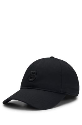 BOSS - Cotton cap with embroidered Double B monogram - Black