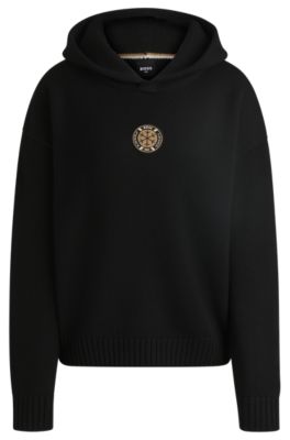 BOSS - BOSS Ski relaxed-fit knitted hoodie in virgin wool - Black
