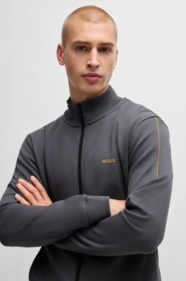 BOSS - Interlock-cotton tracksuit set with logo details - Dark Grey