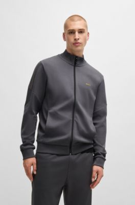 BOSS - Interlock-cotton tracksuit set with logo details - Dark Grey