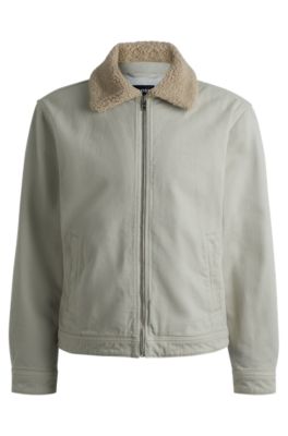 BOSS - BOSS SELECTED BY BECKHAM Italian-denim jacket with borg collar ...