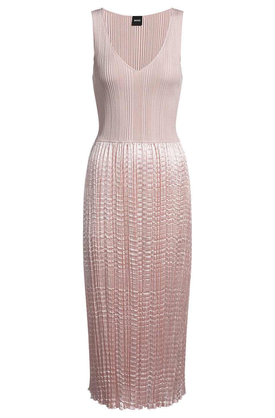 BOSS - Knitted dress with lustrous structured skirt - light pink BOSS - Knitted dress with lustrous structured skirt - light pink