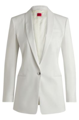 HUGO - Blazer regular fit en tejido brillante - Blanco