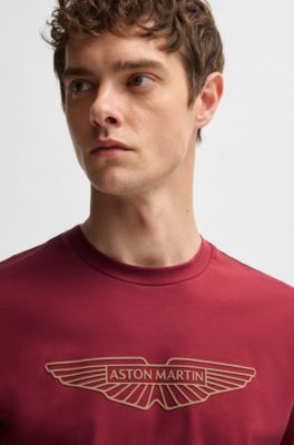 BOSS - BOSS x ASTON MARTIN stretch-cotton T-shirt with logo artwork - Red