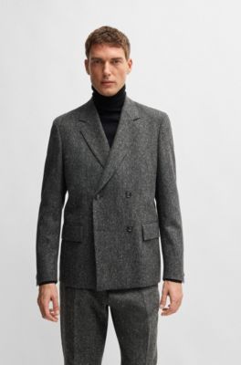 BOSS - BOSS SELECTED BY BECKHAM patterned wool-blend suit jacket - Grey